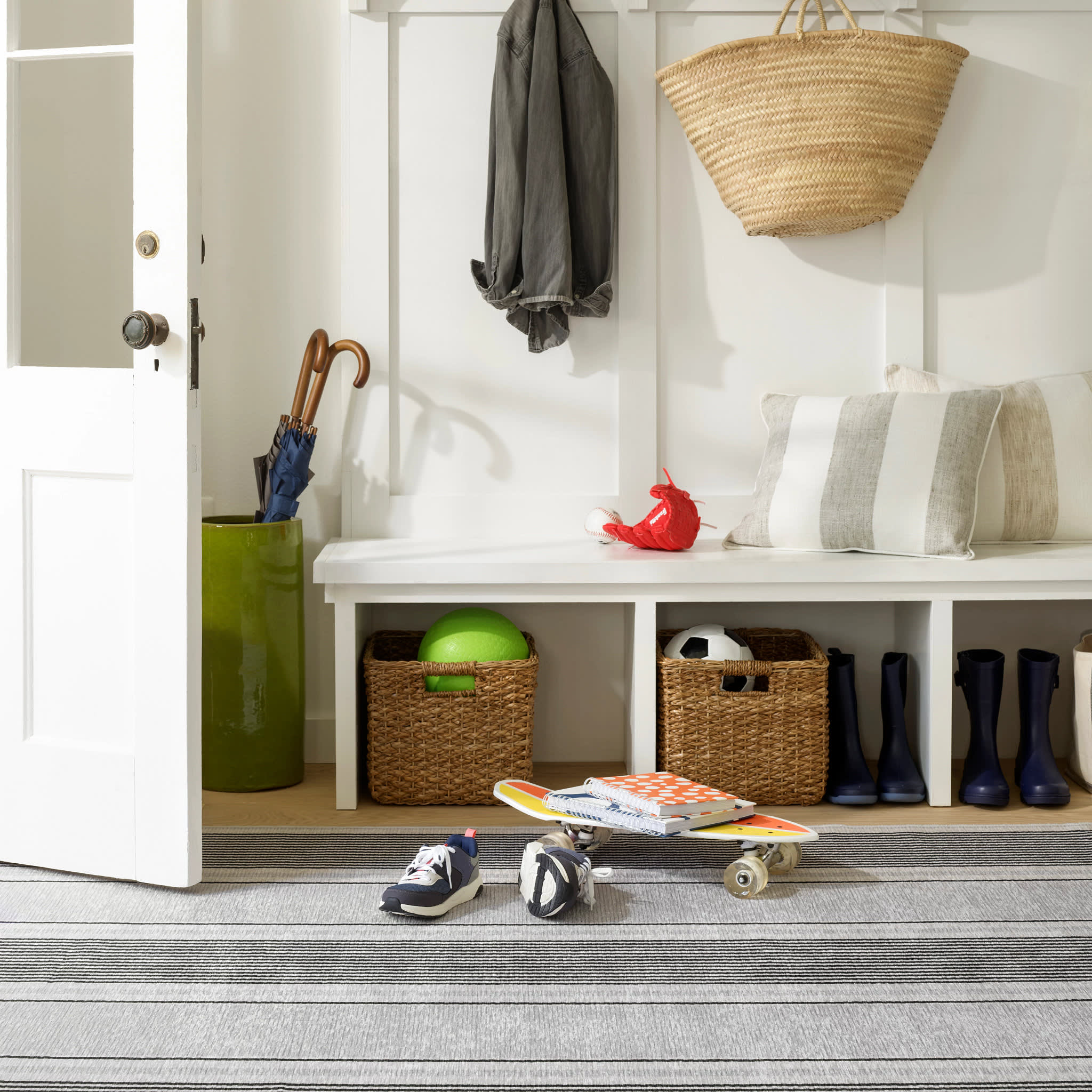 Gunner Stripe Machine Washable Rug | Grey – Annie Selke