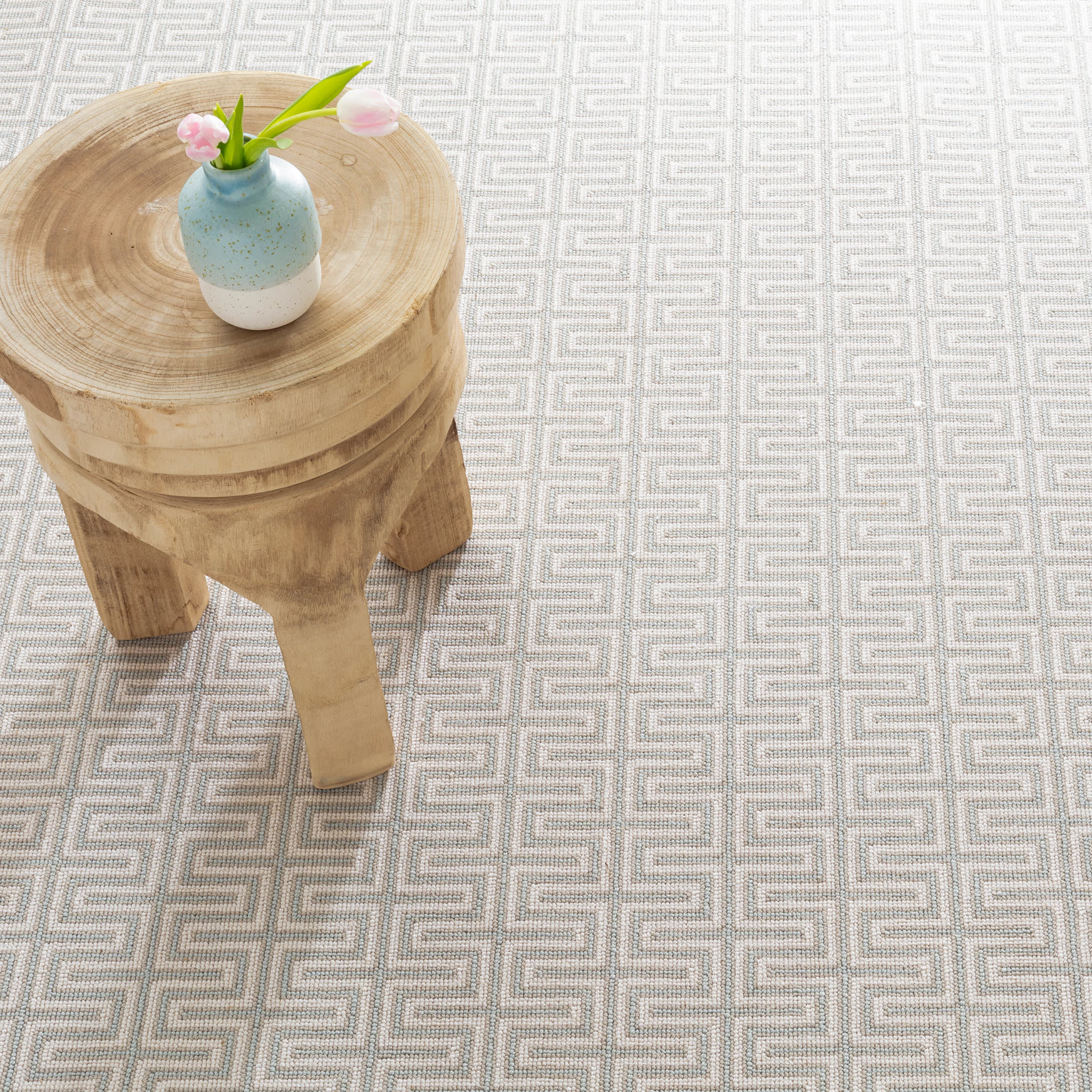 Maze Woven Wool Custom Rug | Pale Blue – Annie Selke