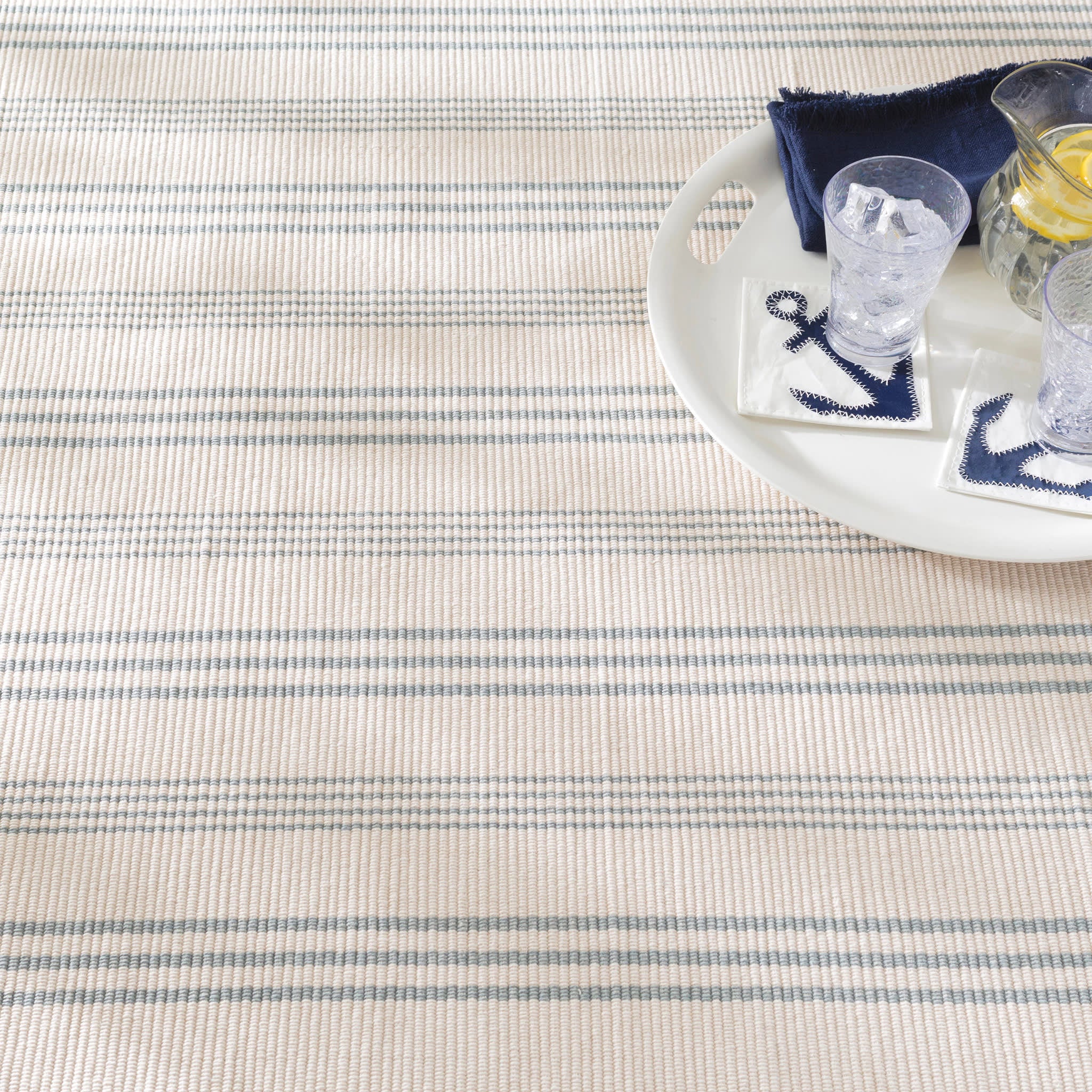 Swedish Stripe Handwoven Cotton Rug | Blue – Annie Selke
