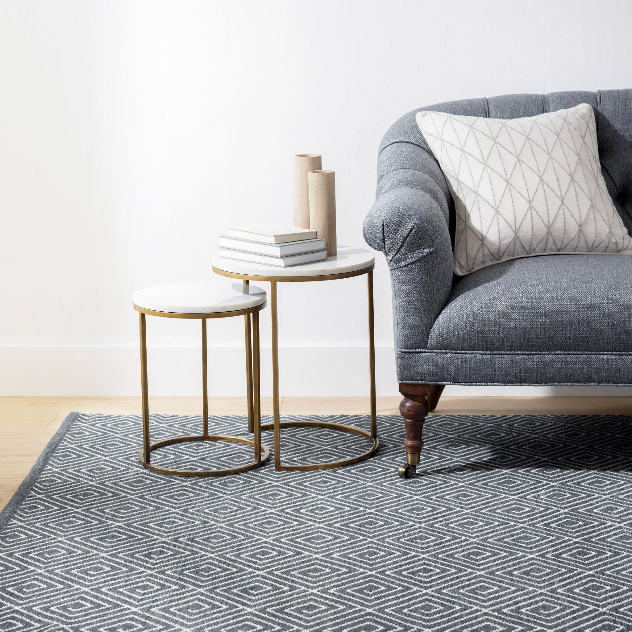 Geo Diamond Handwoven Wool Rug | Grey/Ivory – Annie Selke