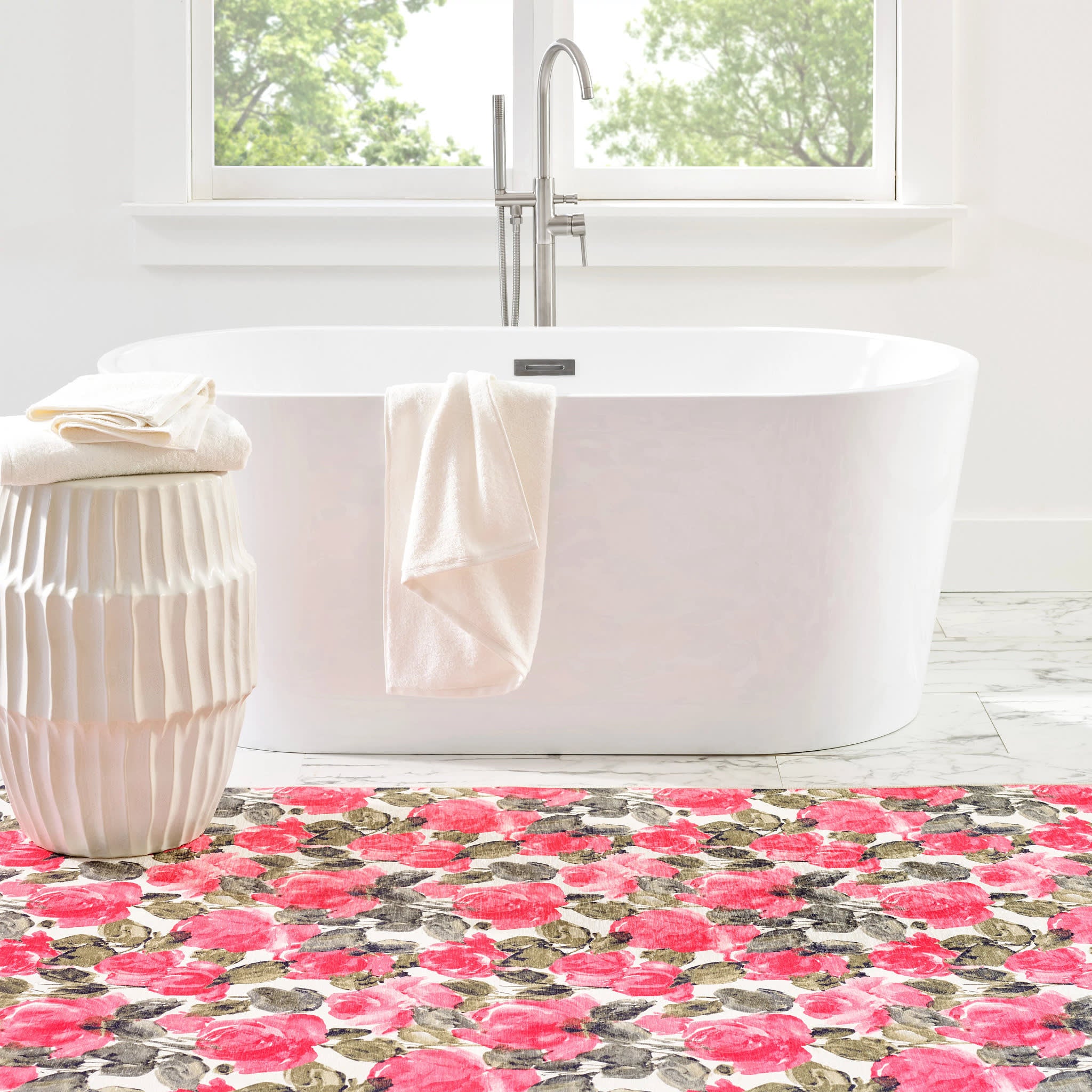 Pretty Peonies Machine Washable Rug | Multi – Annie Selke