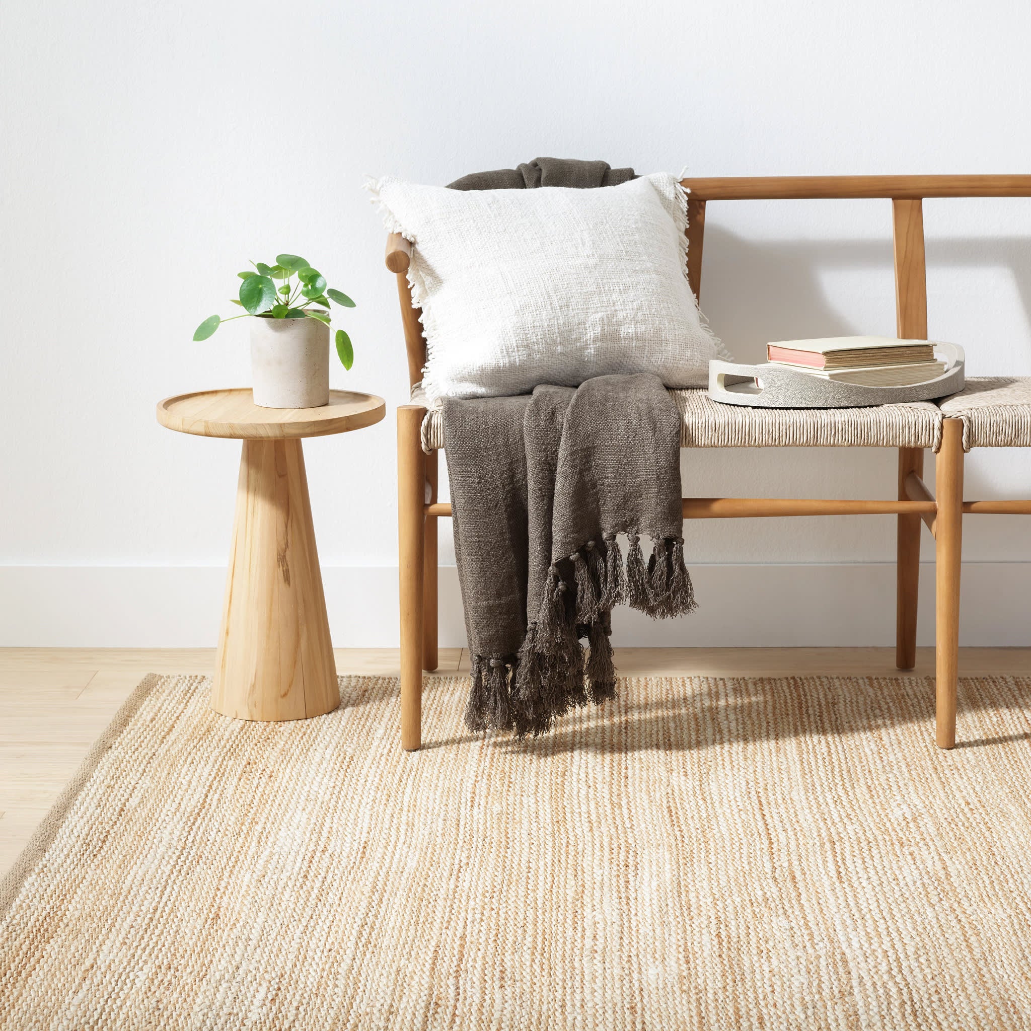 Striped Ivory/Natural Handwoven Jute Rug – Annie Selke