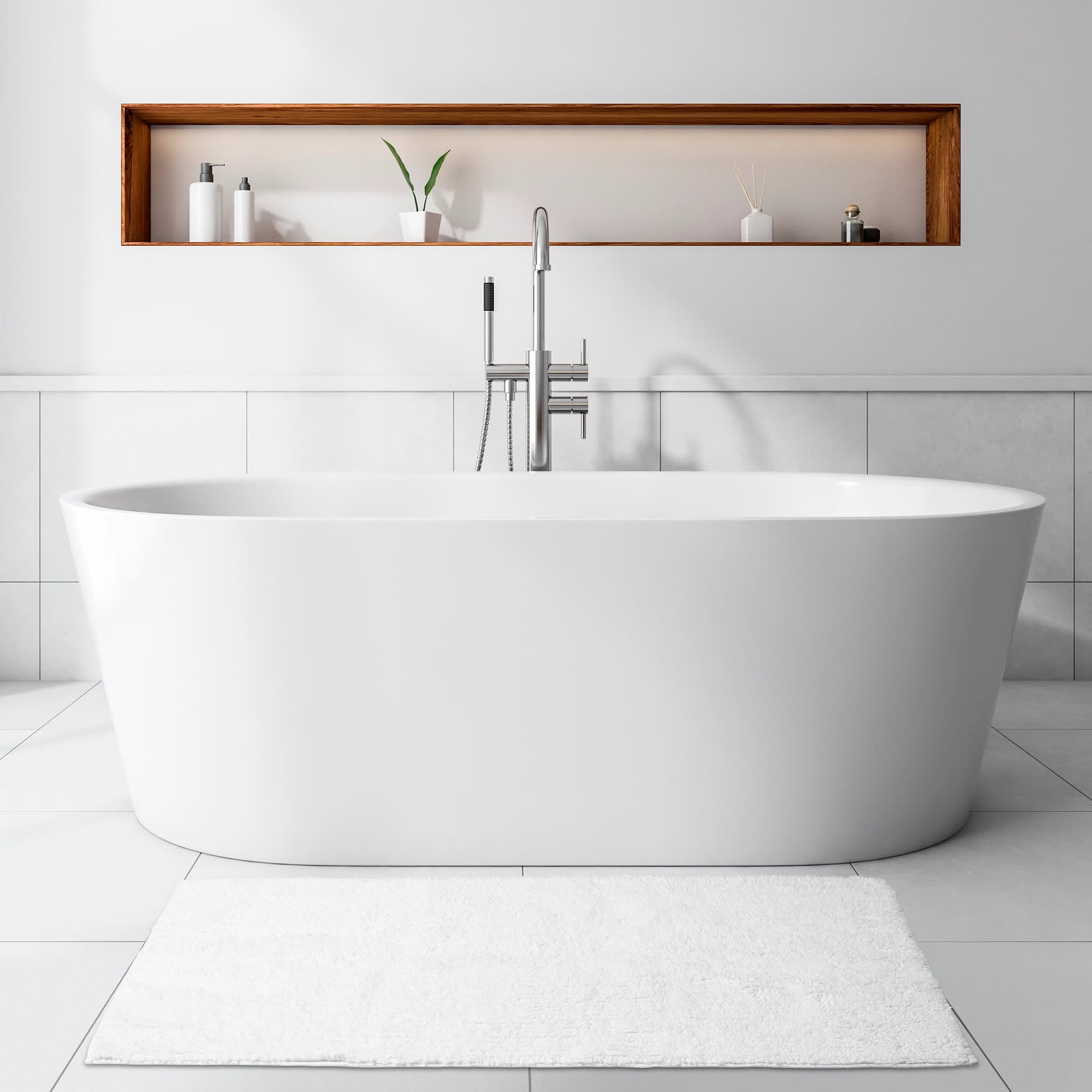 Reversible Solid Bath Rug | White – Annie Selke