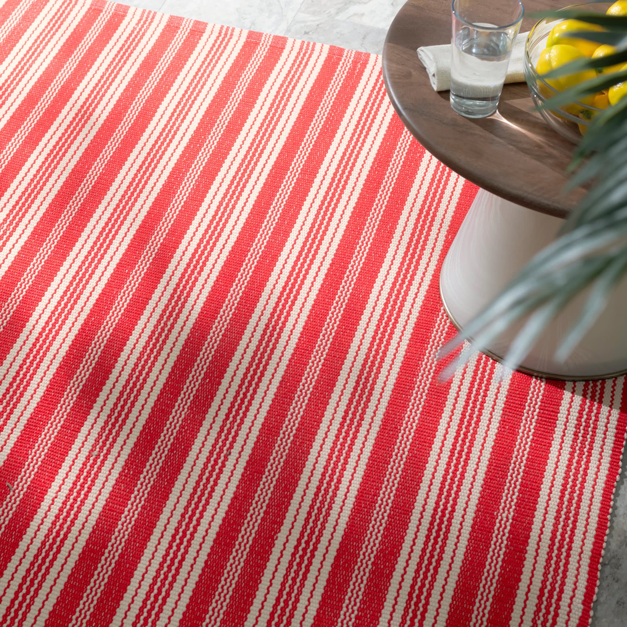 Ticking Stripe Handwoven Indoor/Outdoor Rug | Red/Ivory – Annie Selke