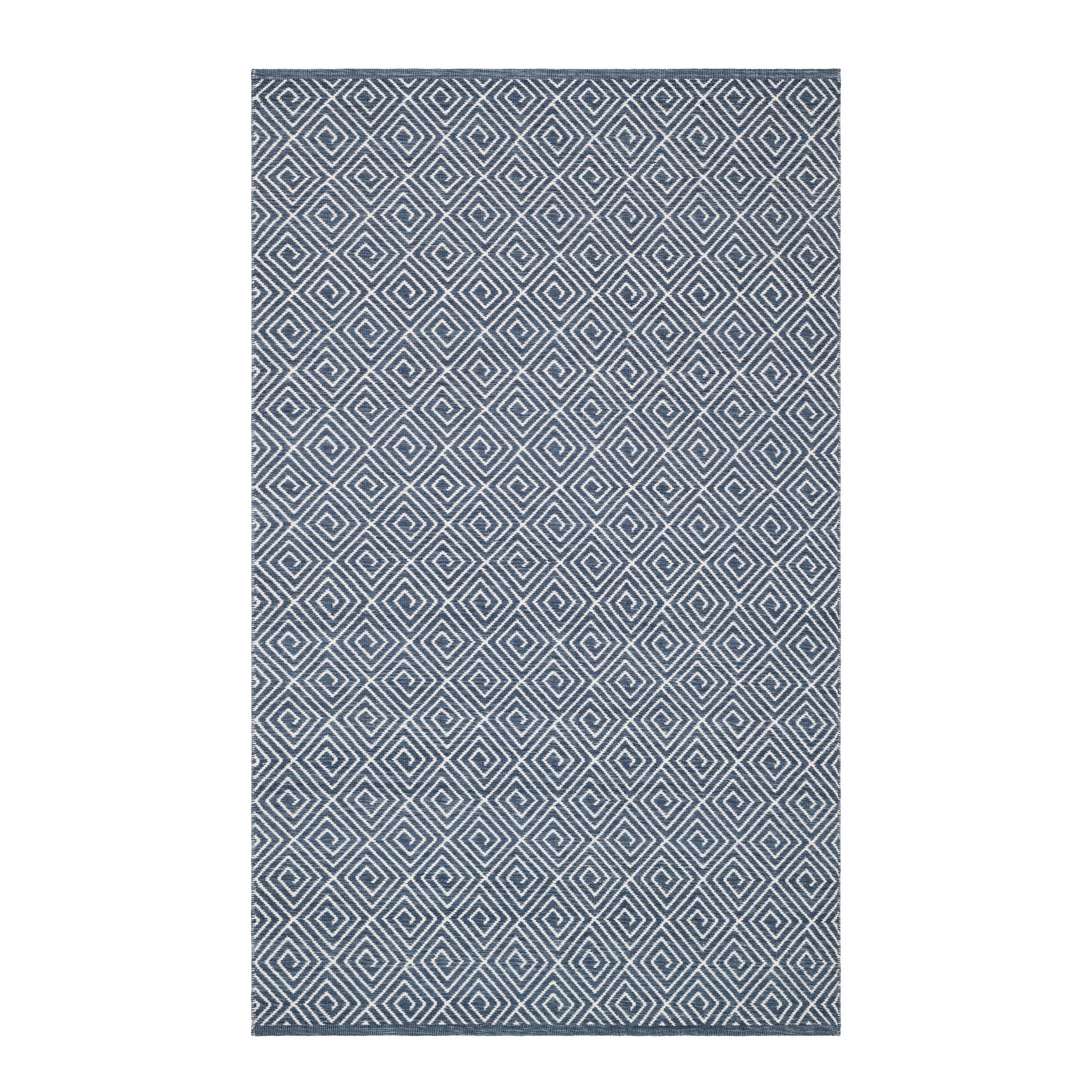 Geo Diamond Blue/Ivory Handwoven Wool Rug – Annie Selke