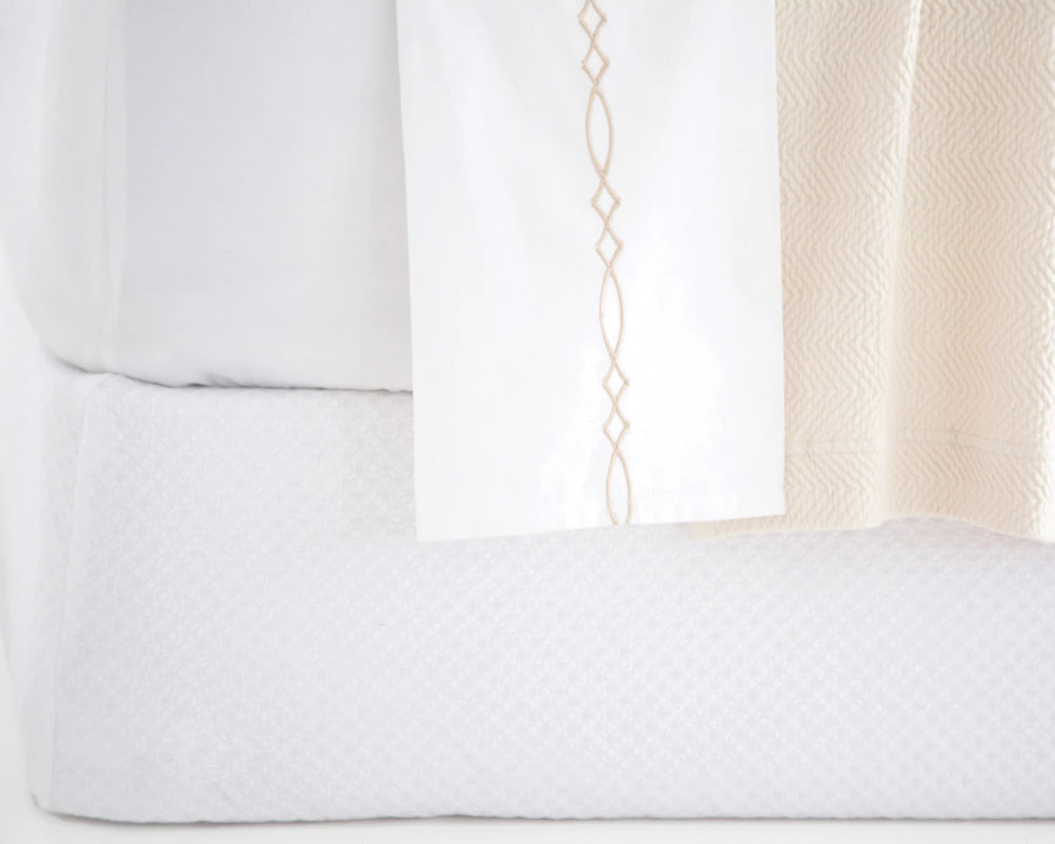 Petite Trellis Matelasse box spring cover | White – Annie Selke