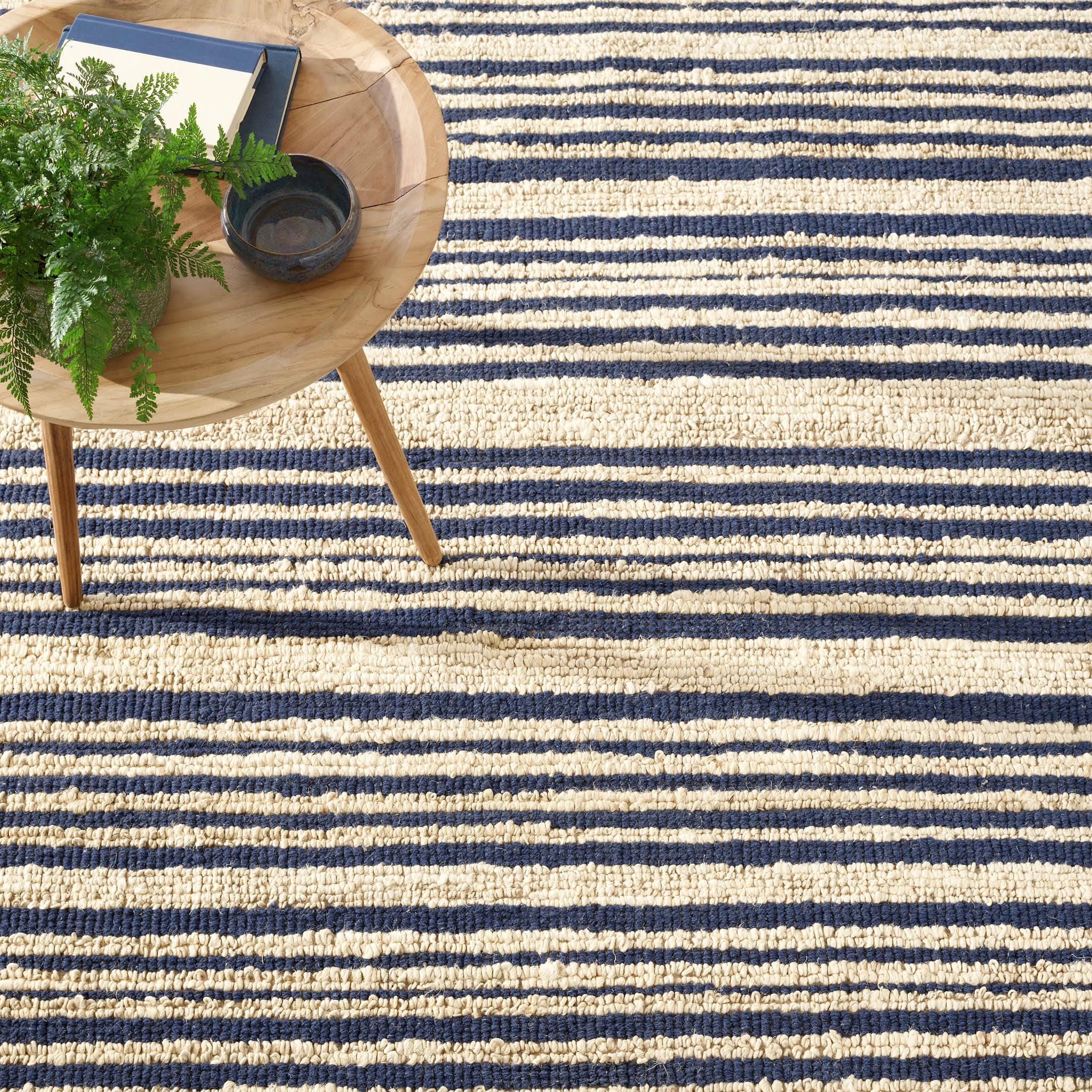 Calder Stripe Navy Handwoven Jute Rug – Annie Selke
