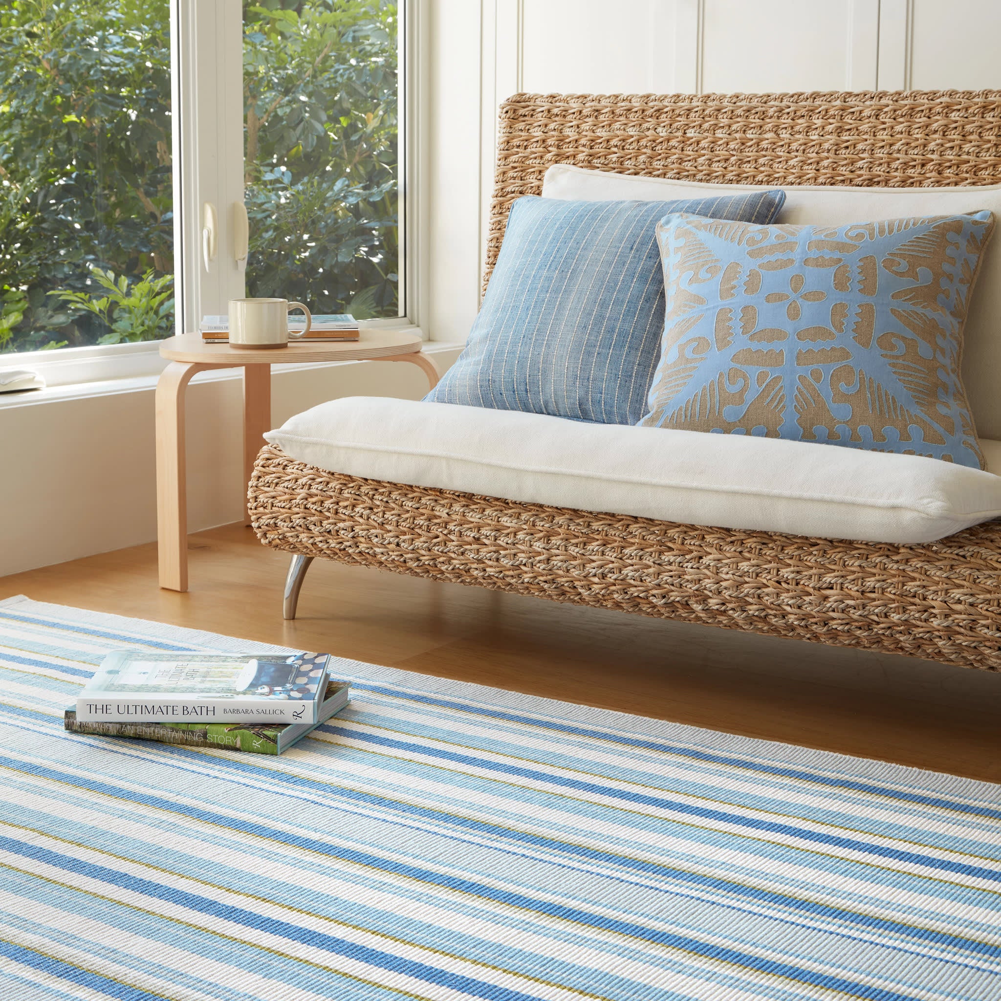 Daphne Stripe Handwoven Cotton Rug | French Blue – Annie Selke