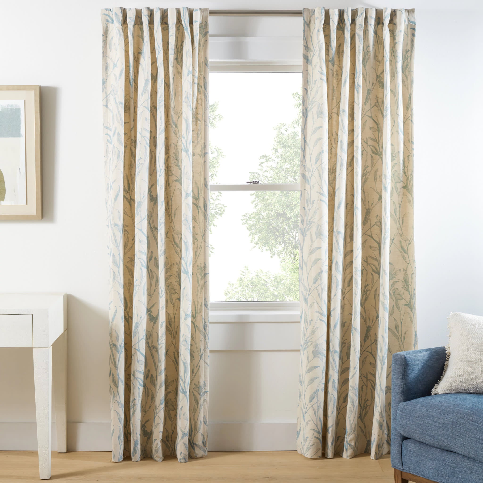 Margot Linen Curtain Panel | Pewter Blue – Annie Selke